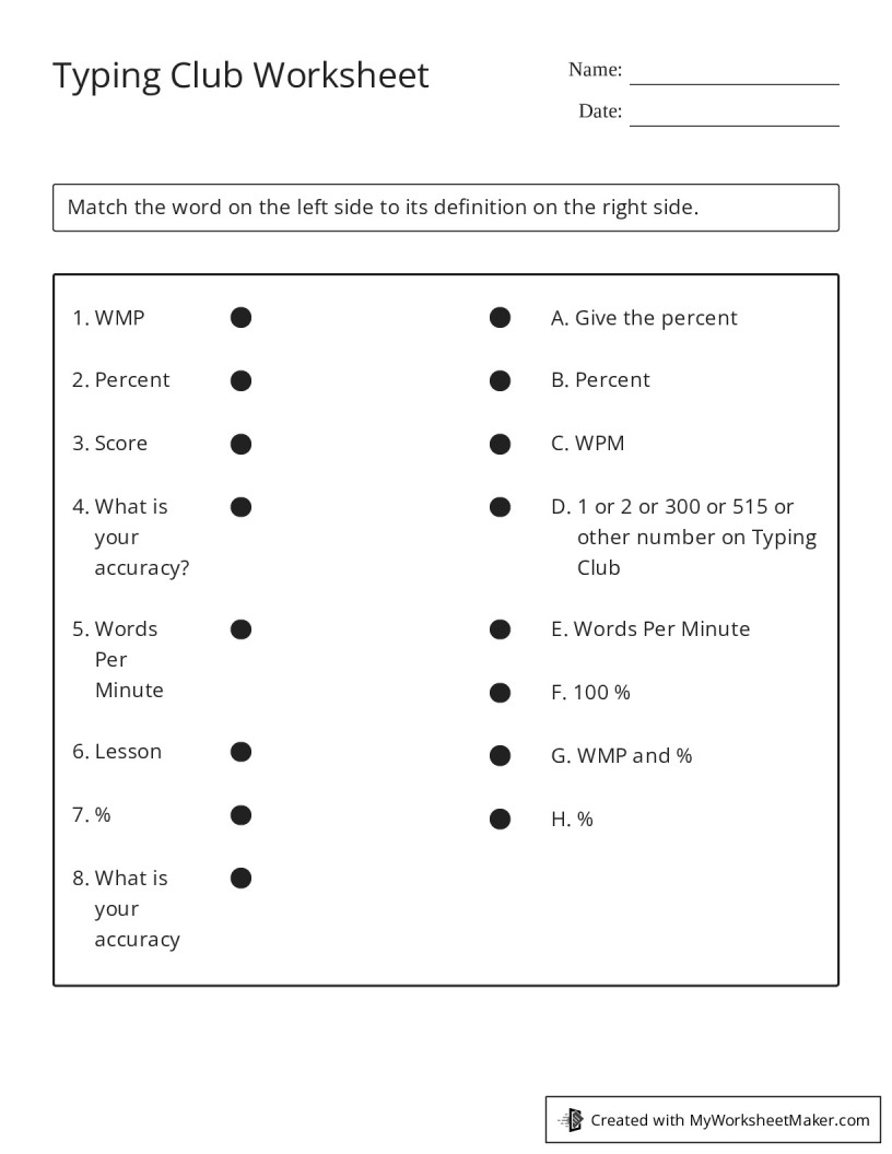 Typing Club Worksheet - My Worksheet Maker: Create Your Own Worksheets