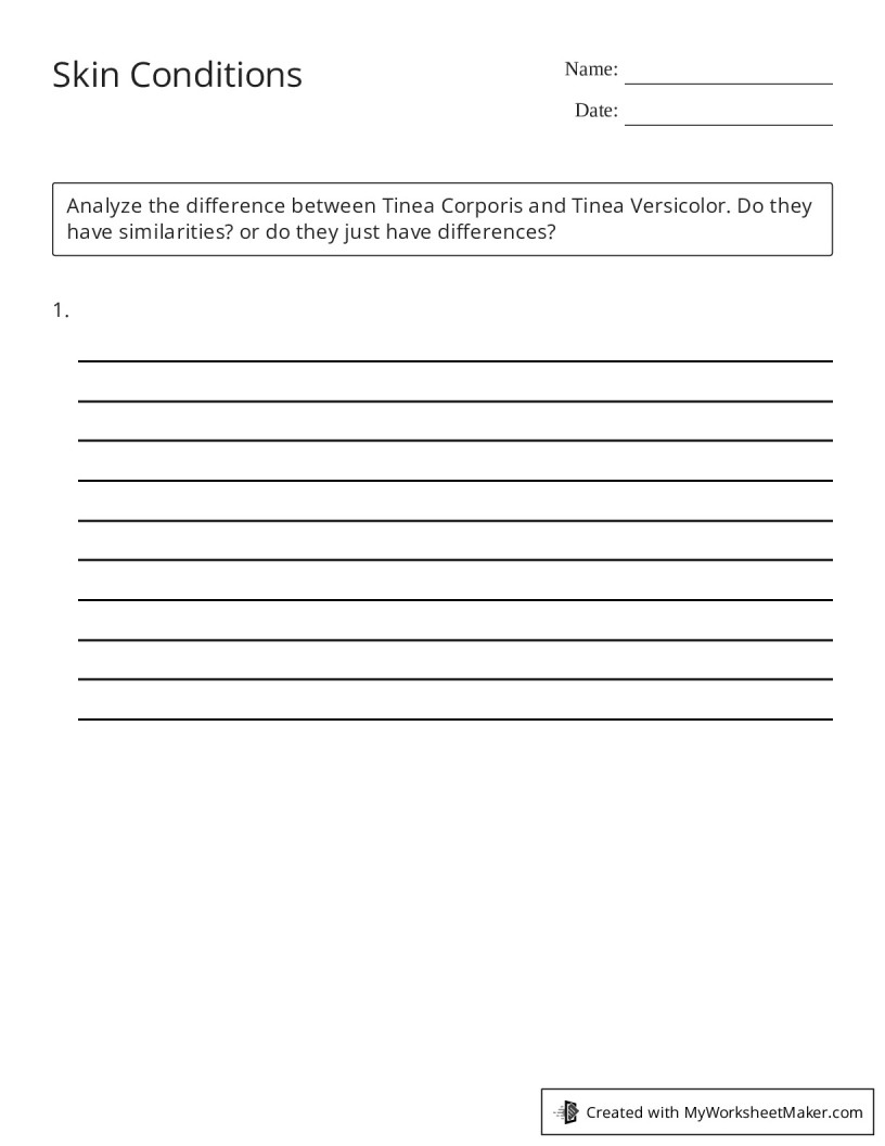 Skin Conditions - My Worksheet Maker: Create Your Own Worksheets
