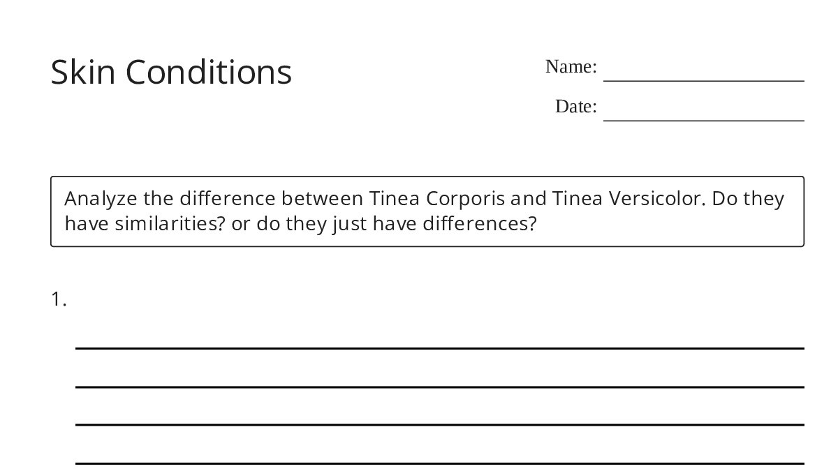 Skin Conditions - My Worksheet Maker: Create Your Own Worksheets