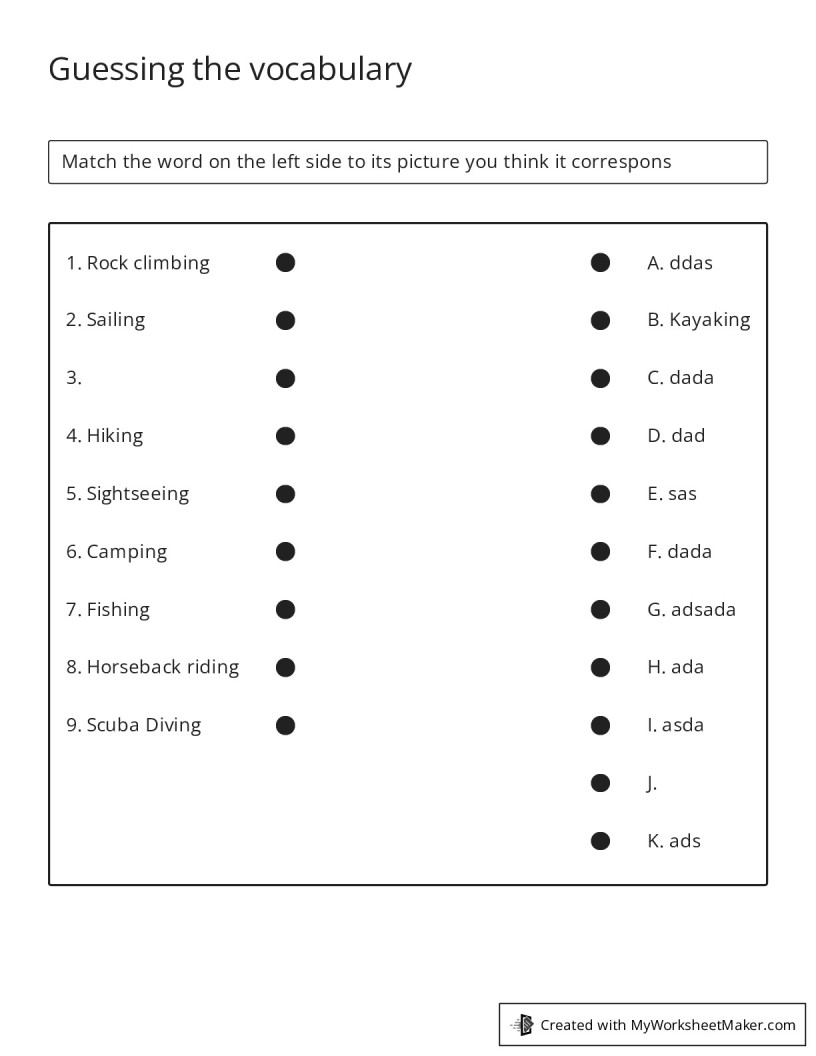Guessing the vocabulary - My Worksheet Maker: Create Your Own Worksheets