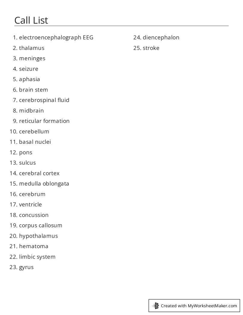 Chapter 10 The Nervous System The Brain and Cranial Nerves - My Bingo ...