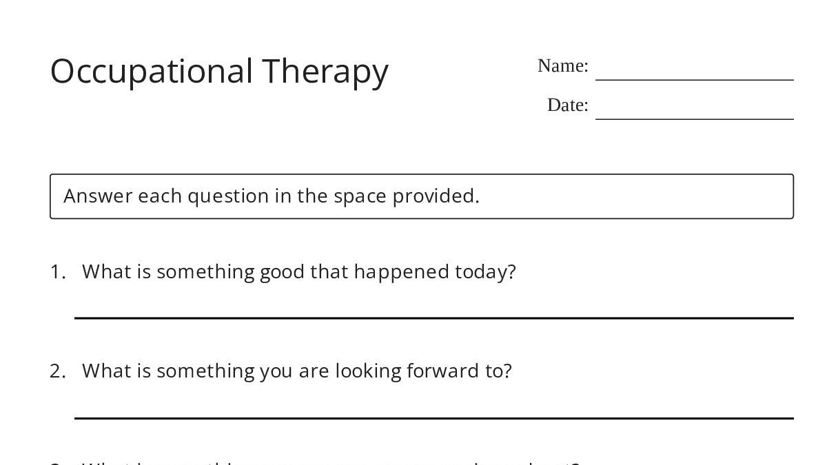 Occupational Therapy - My Worksheet Maker: Create Your Own Worksheets
