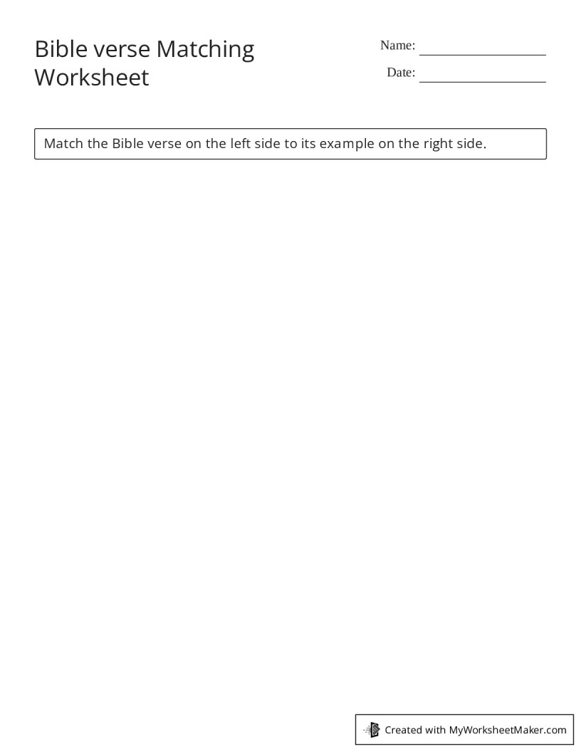 Bible verse Matching Worksheet - My Worksheet Maker: Create Your Own ...