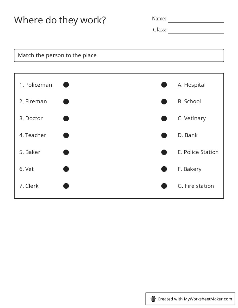 Where do they work? - My Worksheet Maker: Create Your Own Worksheets