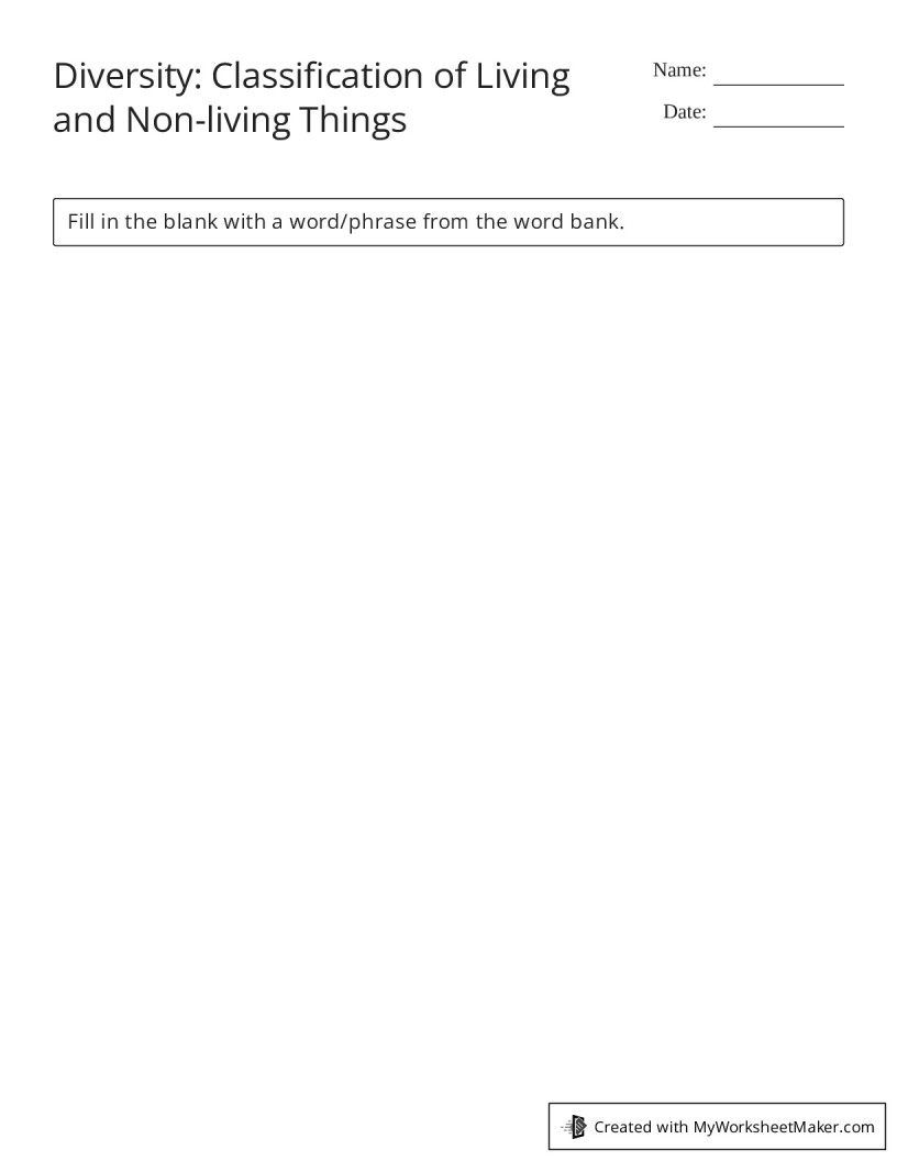 Diversity: Classification of Living and Non-living Things - My ...