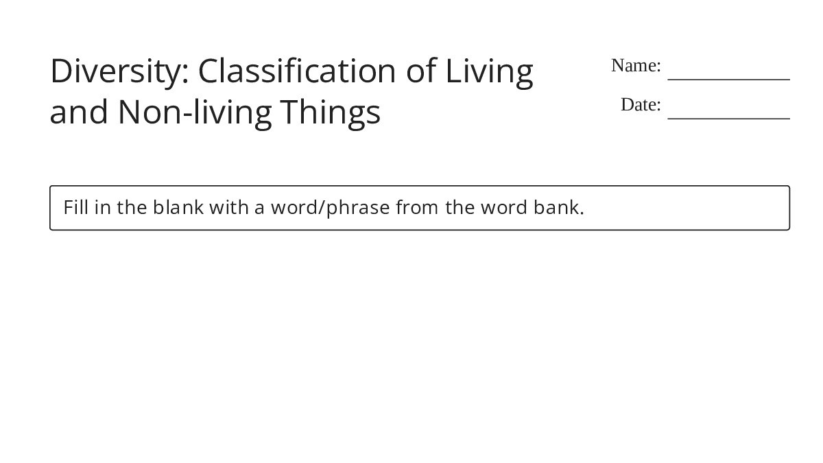Diversity: Classification of Living and Non-living Things - My ...