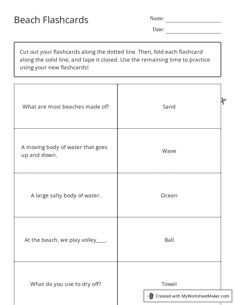 Beach Flashcards - My Flashcard Maker: Create Your Own Flashcards