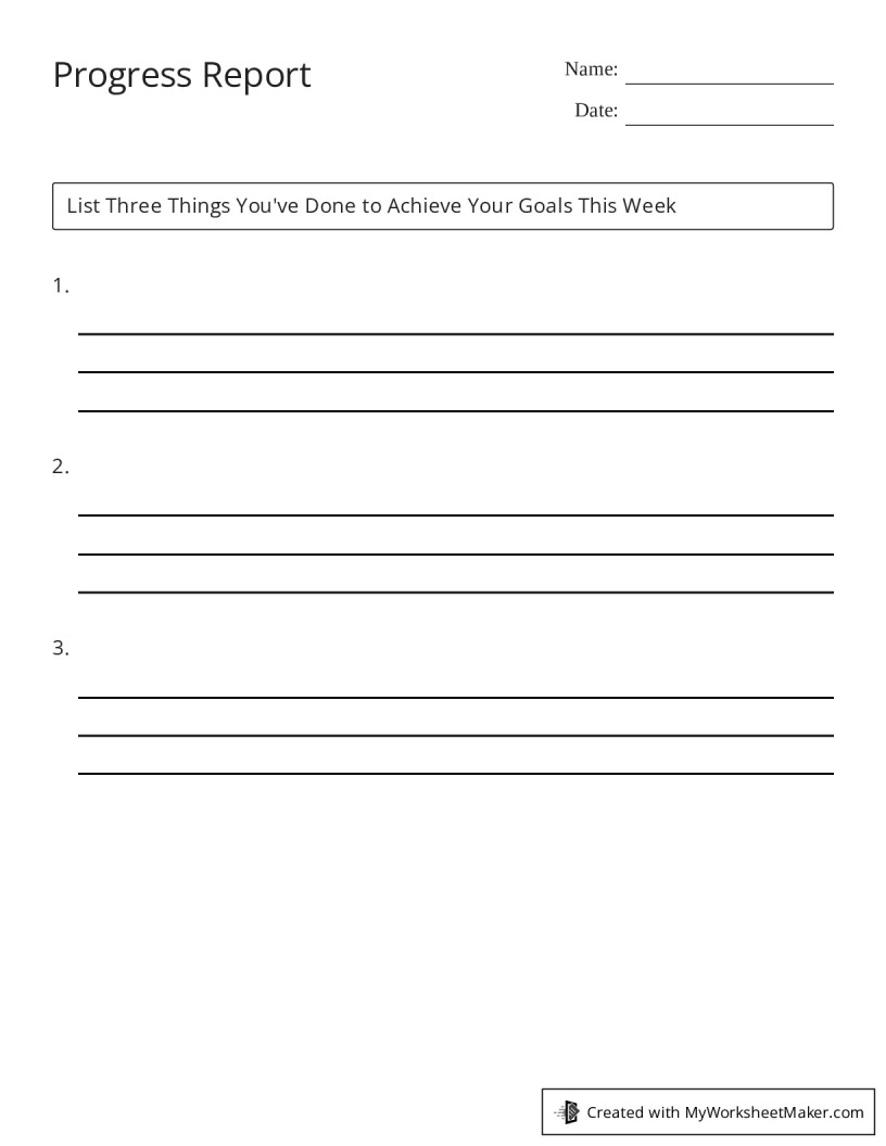 Progress Report - My Worksheet Maker: Create Your Own Worksheets