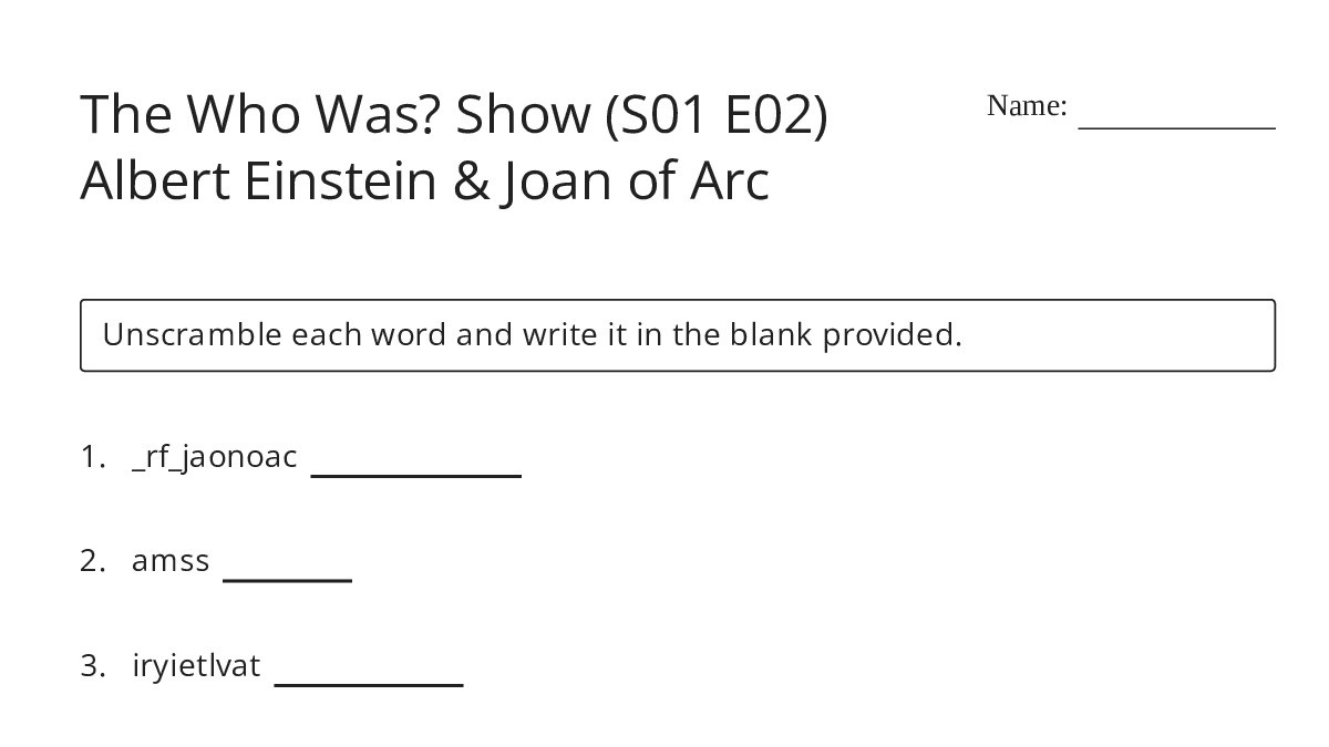 The Who Was? Show (S01 E02) Albert Einstein & Joan of Arc - My ...