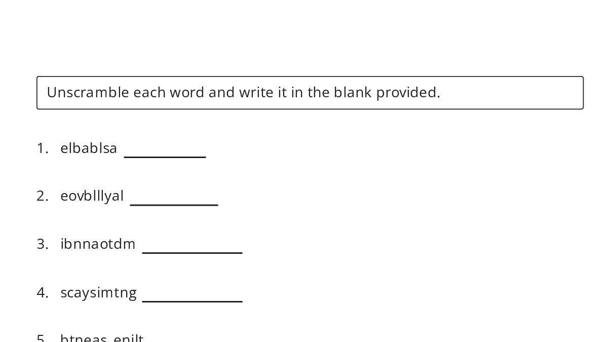 Word Scramble - My Worksheet Maker: Create Your Own Worksheets