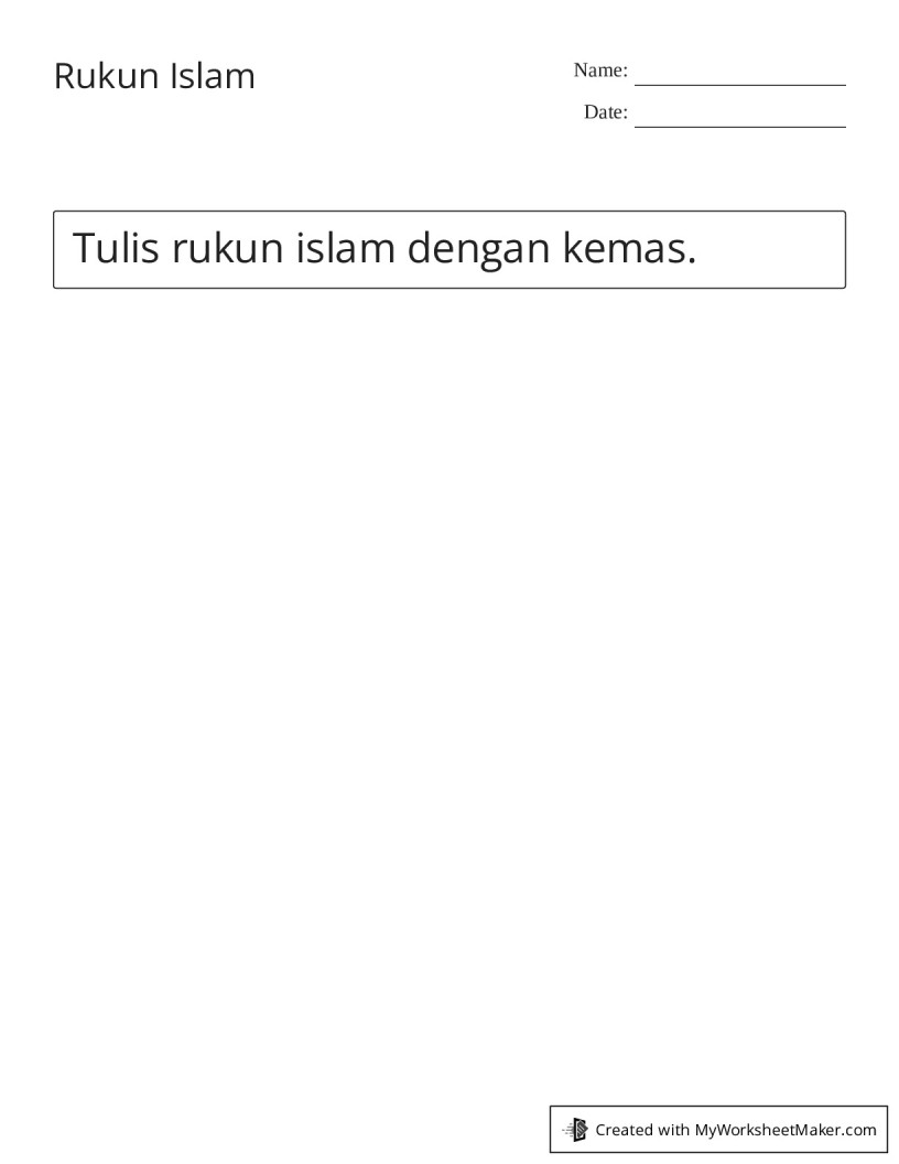 Rukun Islam - My Worksheet Maker: Create Your Own Worksheets
