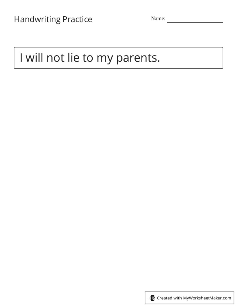 Handwriting Practice - My Worksheet Maker: Create Your Own Worksheets