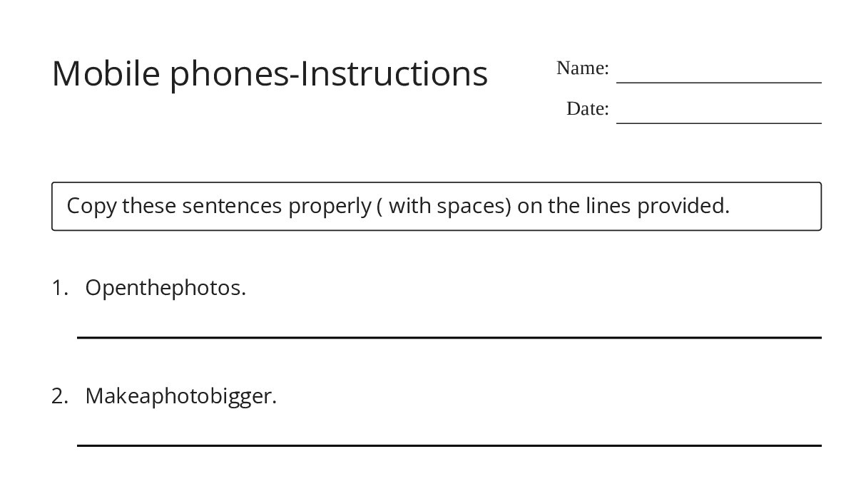 Mobile phones-Instructions - My Worksheet Maker: Create Your Own Worksheets