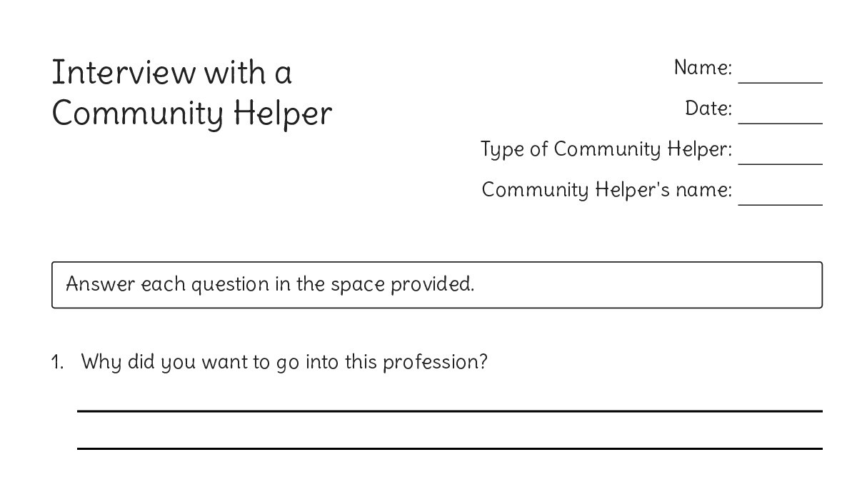 Interview with a Community Helper - My Worksheet Maker: Create Your Own ...