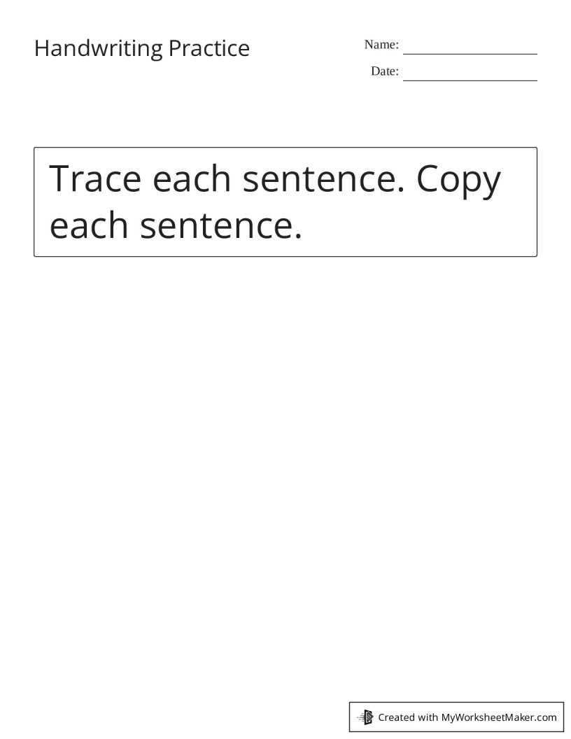 Handwriting Practice - My Worksheet Maker: Create Your Own Worksheets