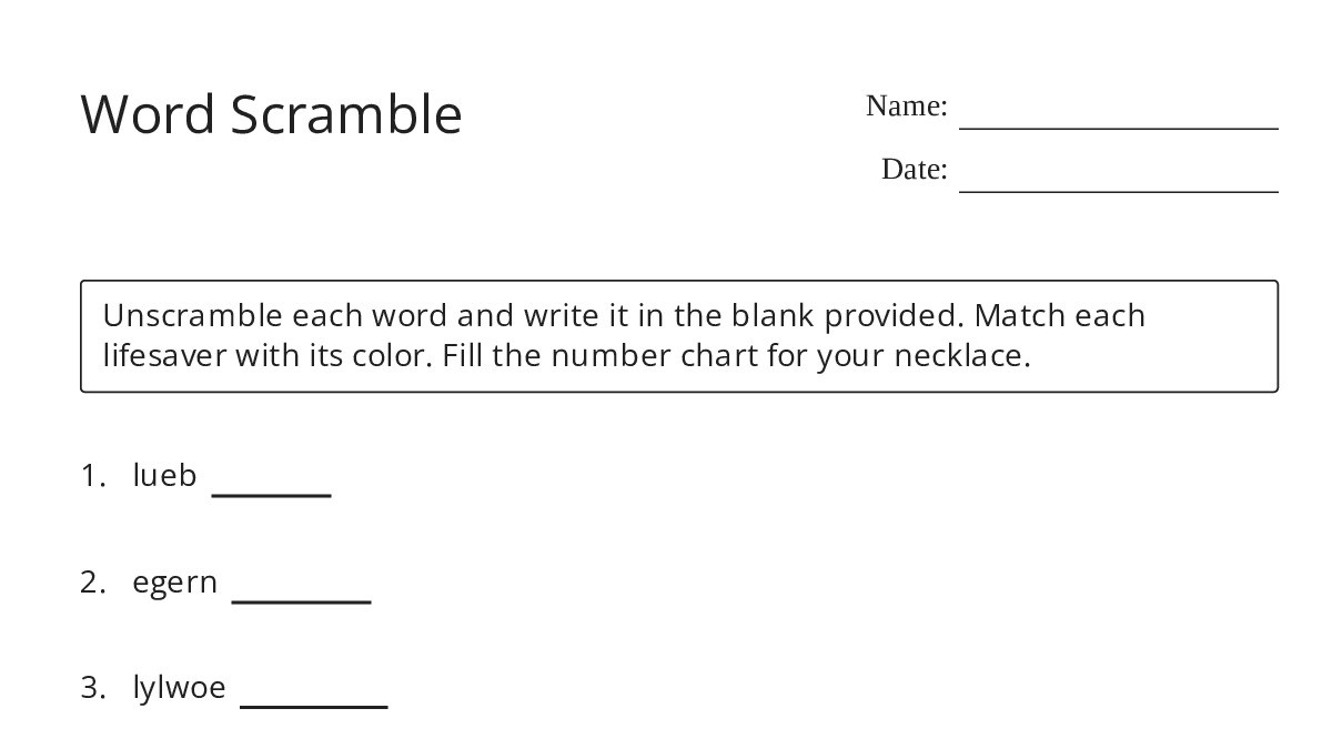 Word Scramble - My Worksheet Maker: Create Your Own Worksheets