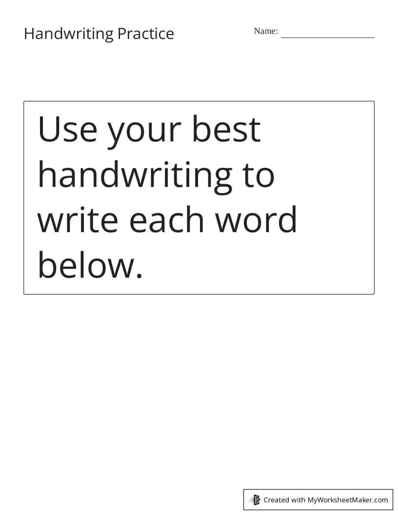 Handwriting Practice - My Worksheet Maker: Create Your Own Worksheets