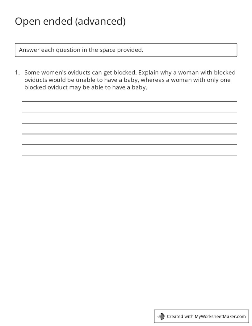 Open ended (advanced) - My Worksheet Maker: Create Your Own Worksheets