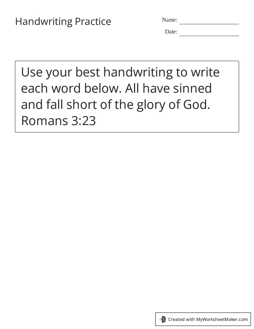 Handwriting Practice - My Worksheet Maker: Create Your Own Worksheets