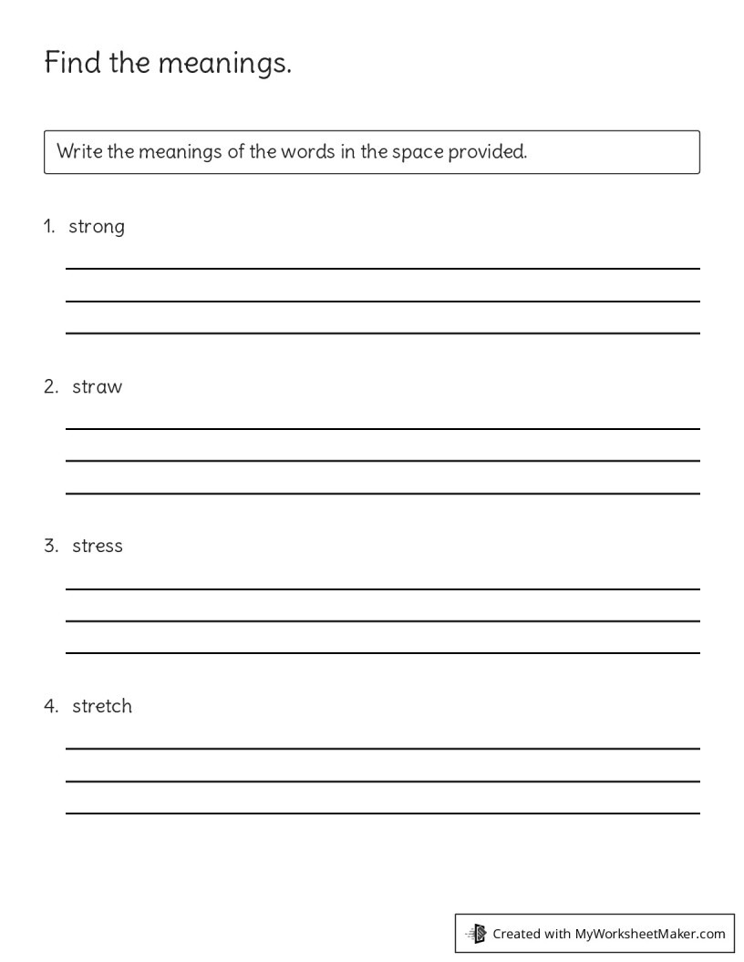 Find the meanings. - My Worksheet Maker: Create Your Own Worksheets