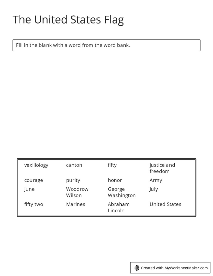 The United States Flag - My Worksheet Maker: Create Your Own Worksheets