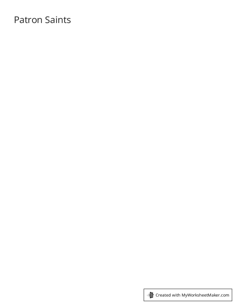 Patron Saints - My Worksheet Maker: Create Your Own Worksheets