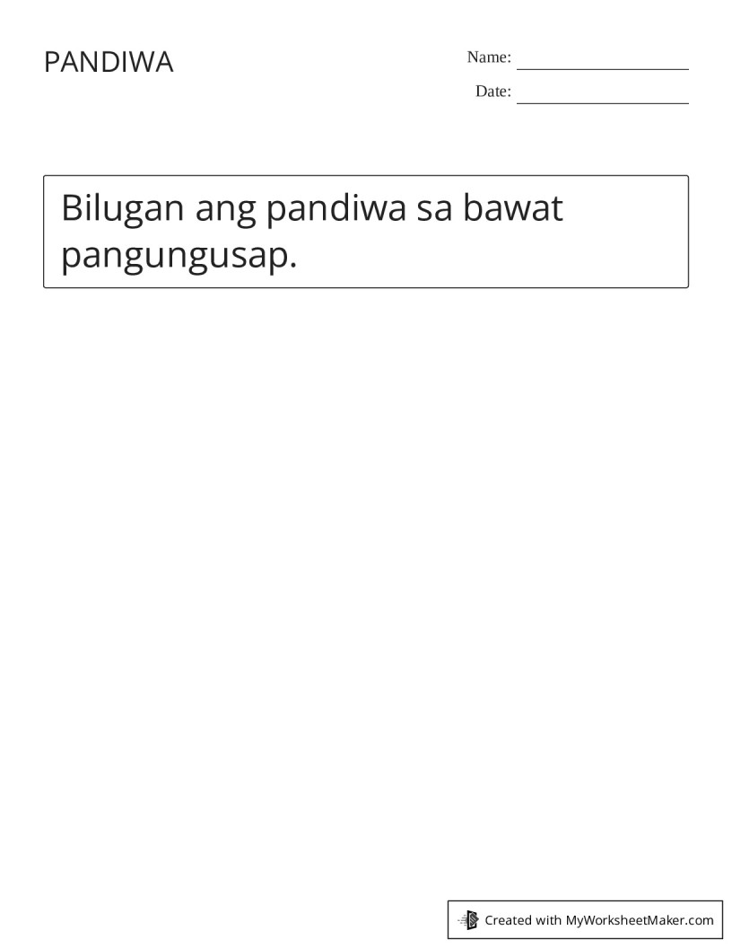 PANDIWA - My Worksheet Maker: Create Your Own Worksheets