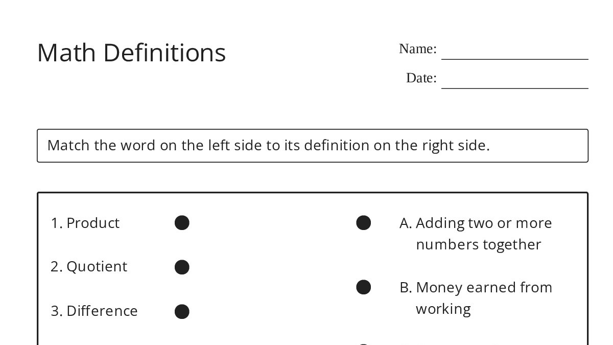 Math Definitions - My Worksheet Maker: Create Your Own Worksheets