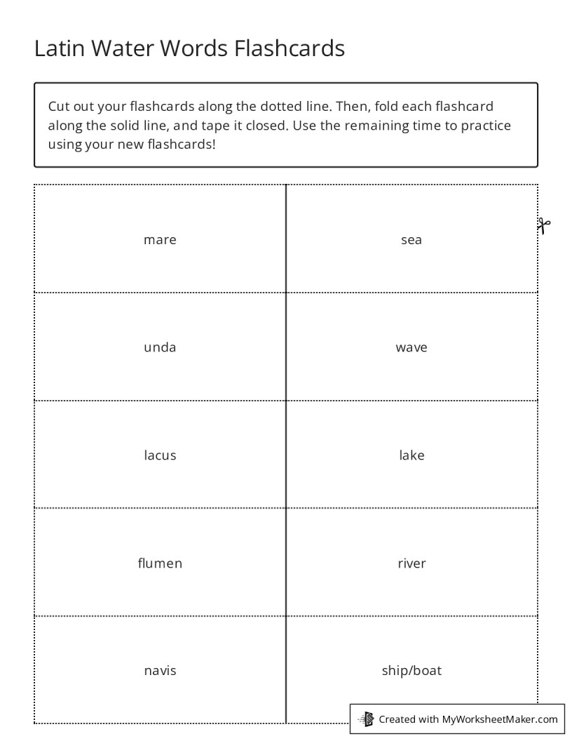 Latin Water Words Flashcards - My Flashcard Maker: Create Your Own ...