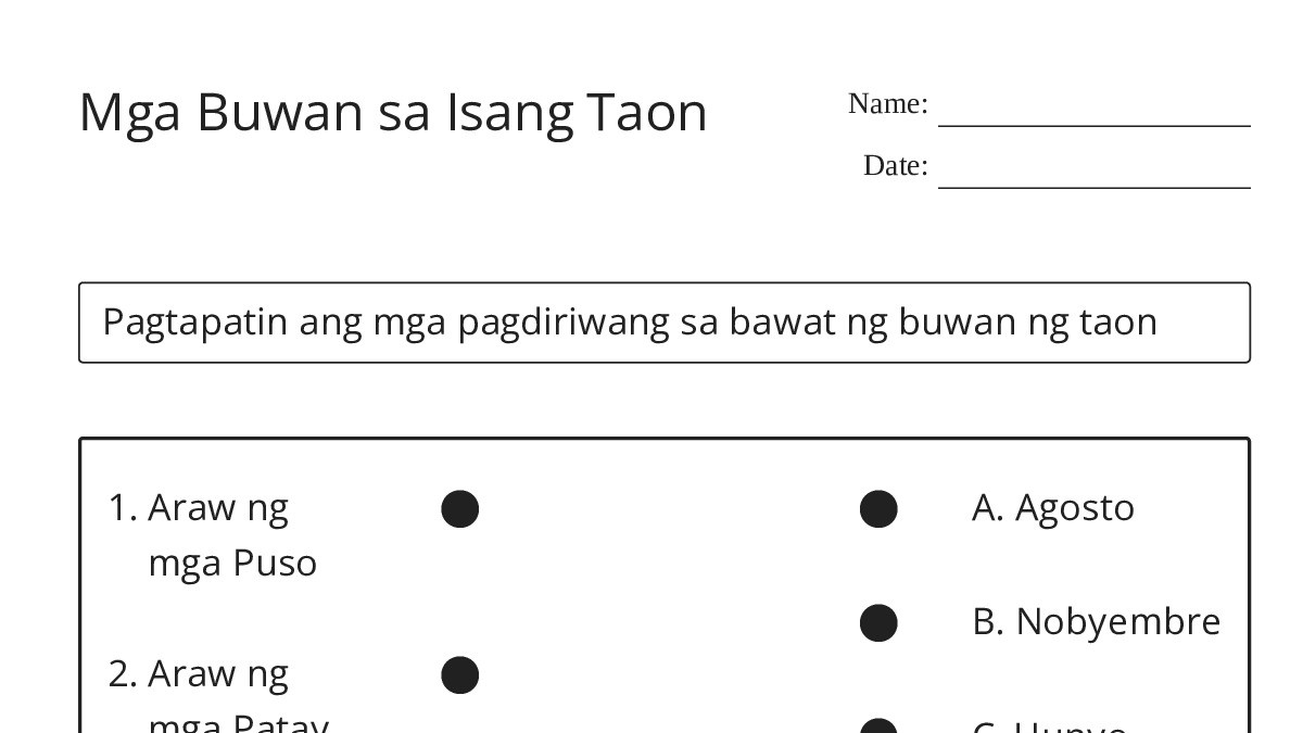 Mga Buwan sa Isang Taon - My Worksheet Maker: Create Your Own Worksheets