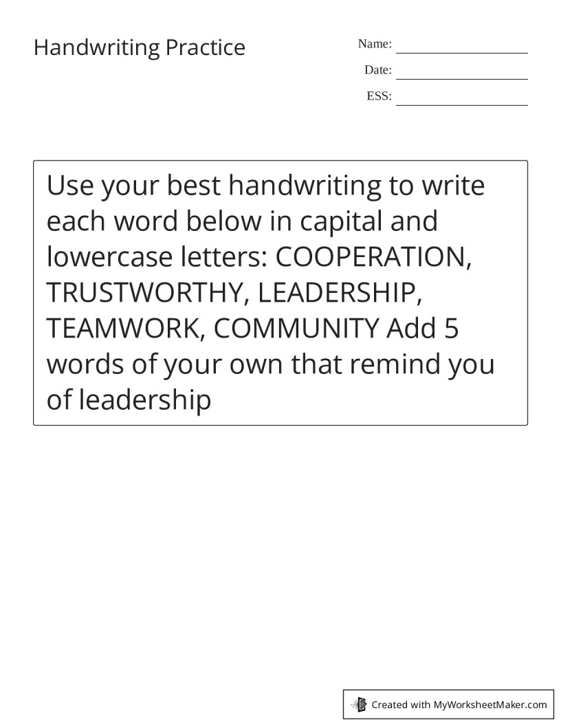 Handwriting Practice - My Worksheet Maker: Create Your Own Worksheets