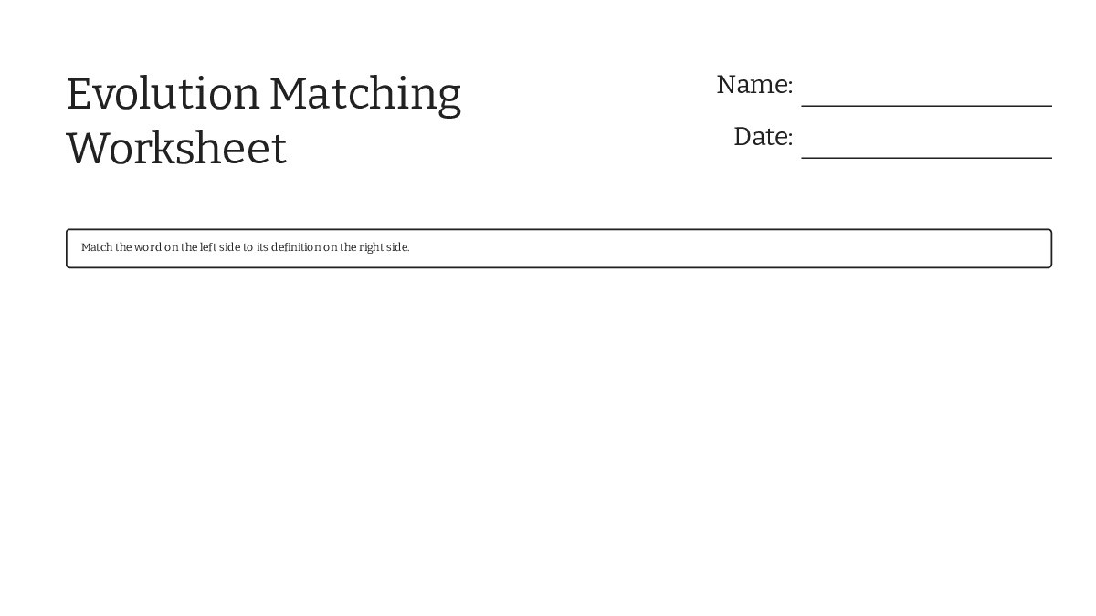 Evolution Matching Worksheet - My Worksheet Maker: Create Your Own ...