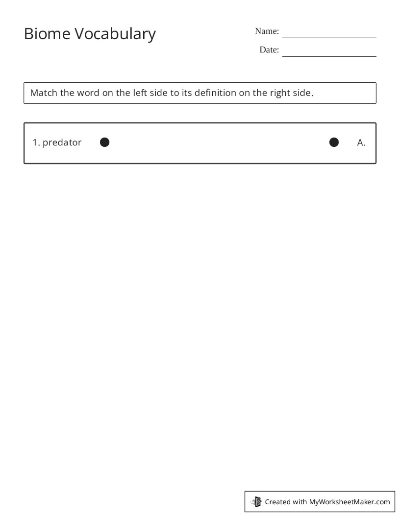 Biome Vocabulary - My Worksheet Maker: Create Your Own Worksheets