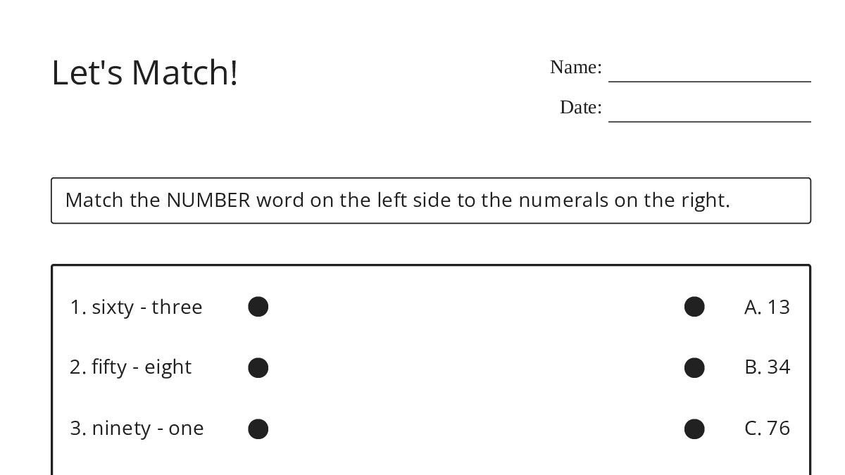 Let's Match! - My Worksheet Maker: Create Your Own Worksheets