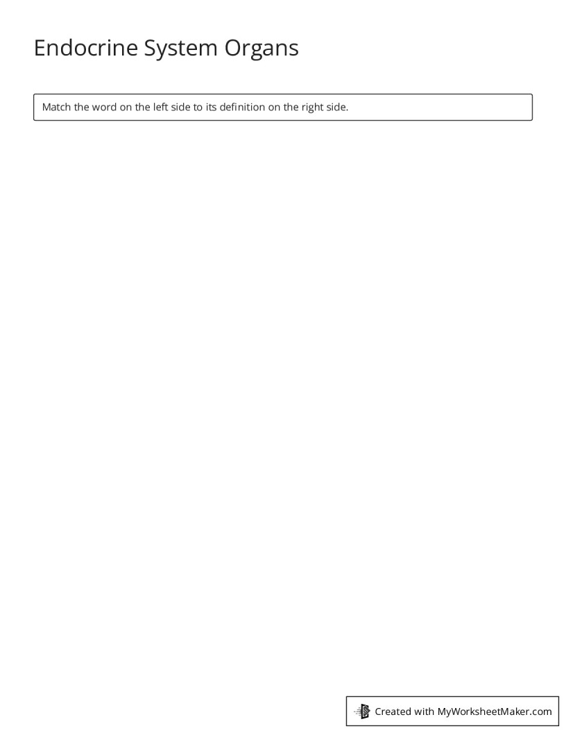 Endocrine System Organs - My Worksheet Maker: Create Your Own Worksheets