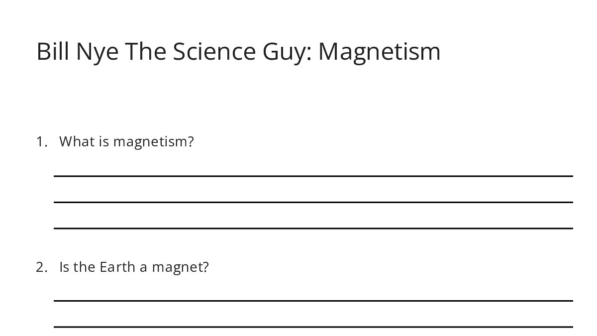 Bill Nye The Science Guy: Magnetism - My Worksheet Maker: Create Your ...