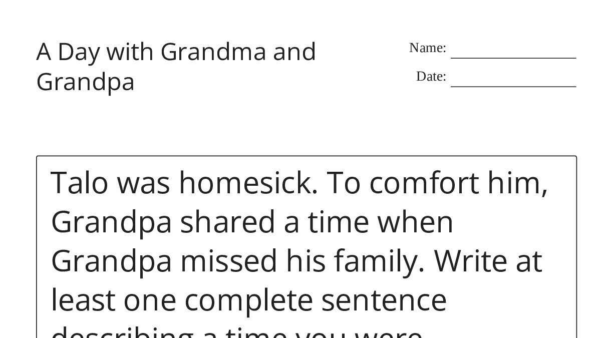 A Day with Grandma and Grandpa - My Worksheet Maker: Create Your Own ...