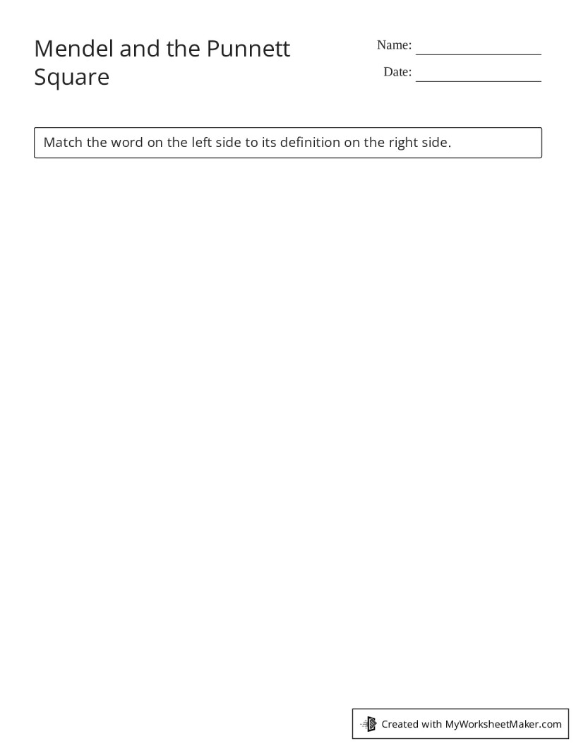 Mendel and the Punnett Square - My Worksheet Maker: Create Your Own ...