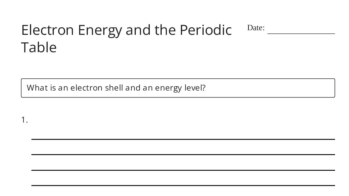 Electron Energy and the Periodic Table - My Worksheet Maker: Create ...
