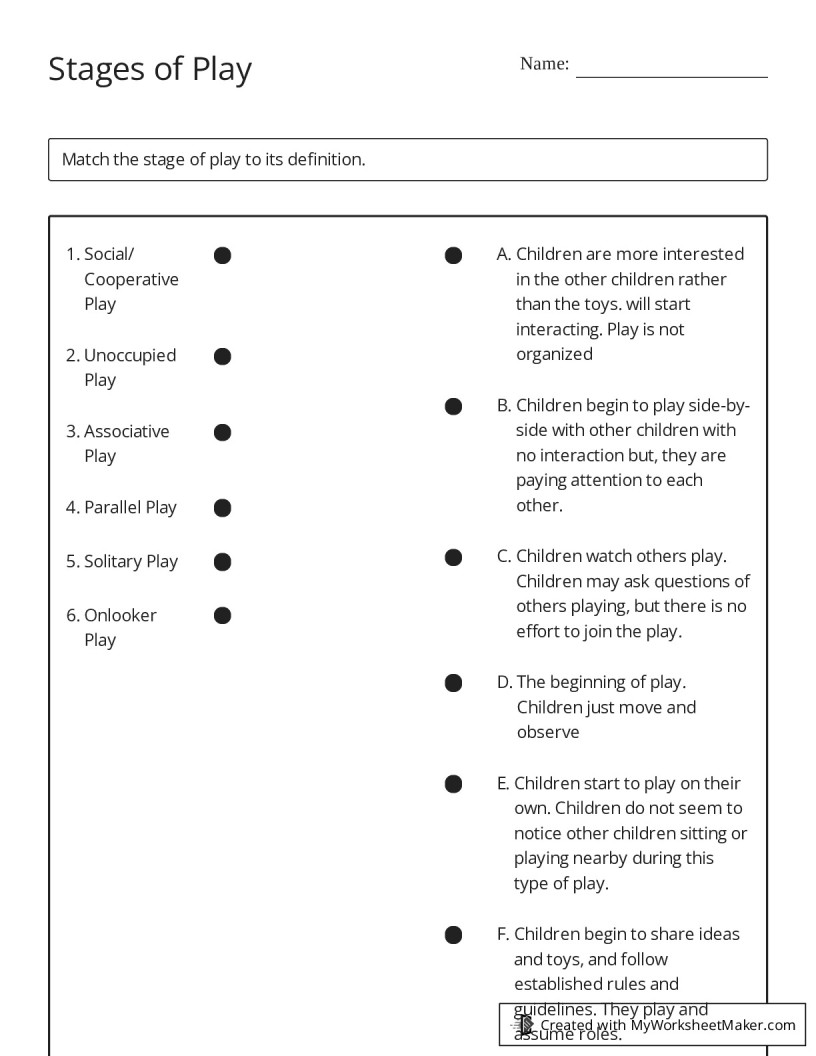 Stages of Play - My Worksheet Maker: Create Your Own Worksheets