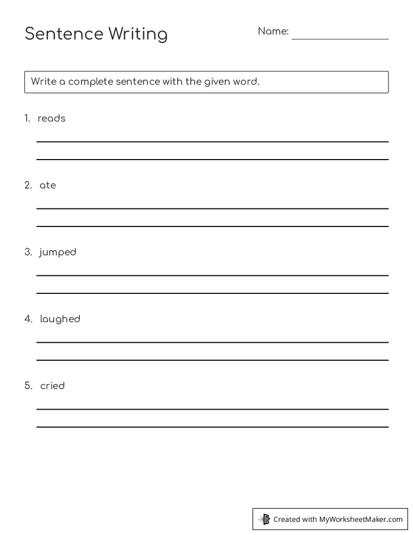 Sentence Writing - My Worksheet Maker: Create Your Own Worksheets