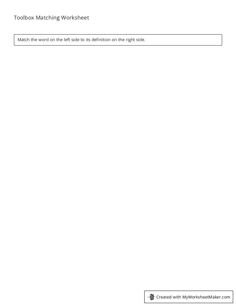 Toolbox Matching Worksheet - My Worksheet Maker: Create Your Own Worksheets