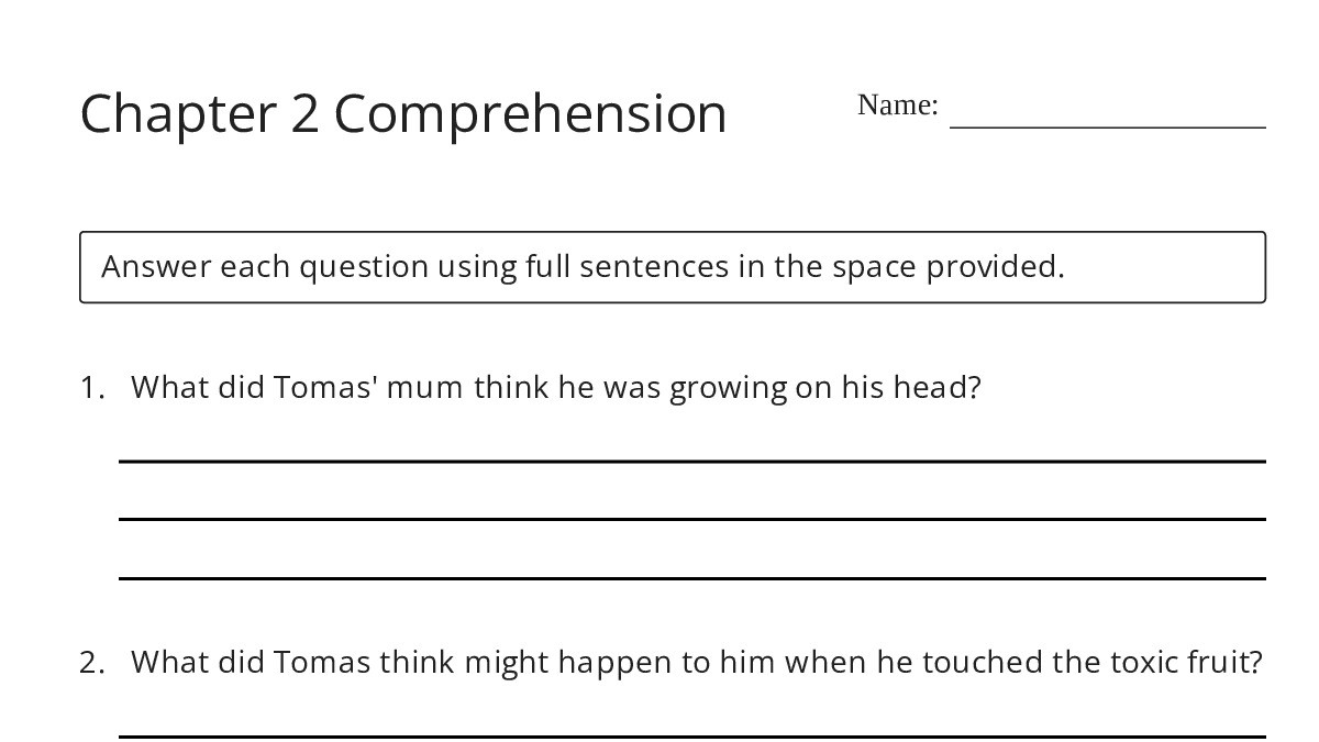 Chapter 2 Comprehension - My Worksheet Maker: Create Your Own Worksheets