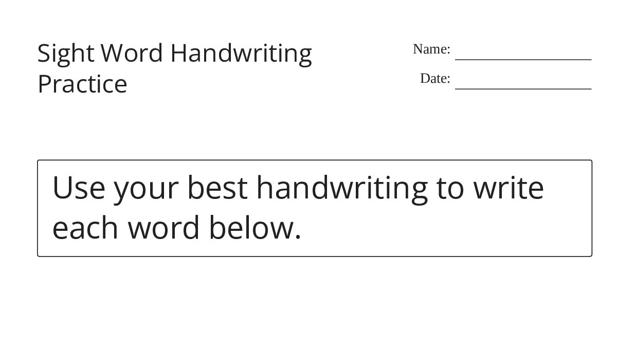 Sight Word Handwriting Practice - My Worksheet Maker: Create Your Own ...