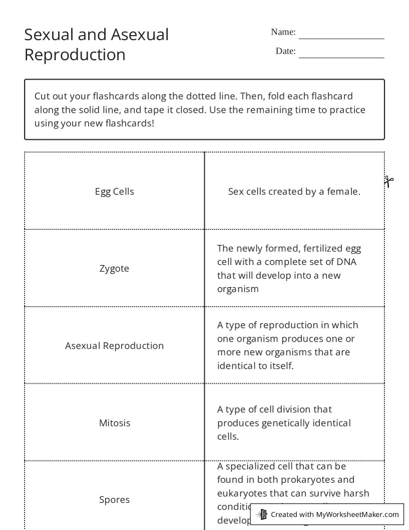Sexual and Asexual Reproduction - My Flashcard Maker: Create Your Own ...