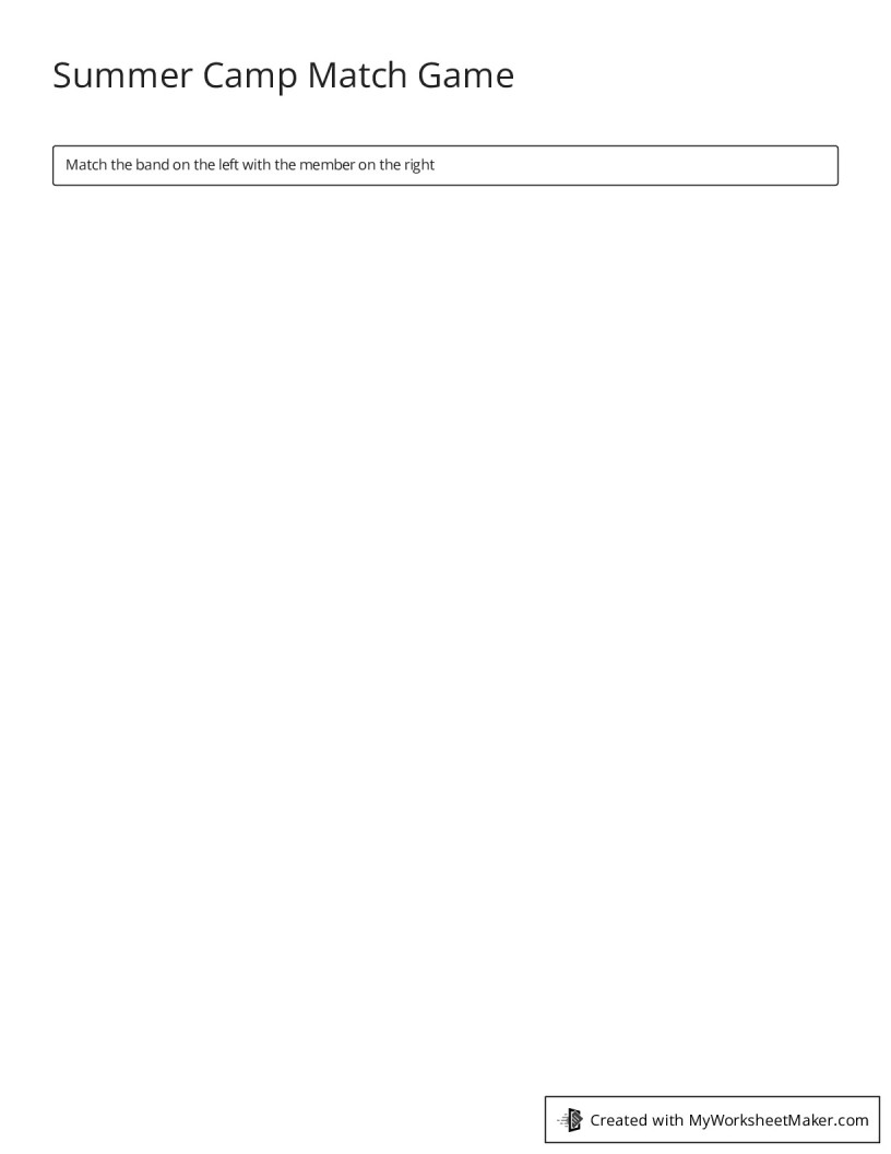 Summer Camp Match Game - My Worksheet Maker: Create Your Own Worksheets
