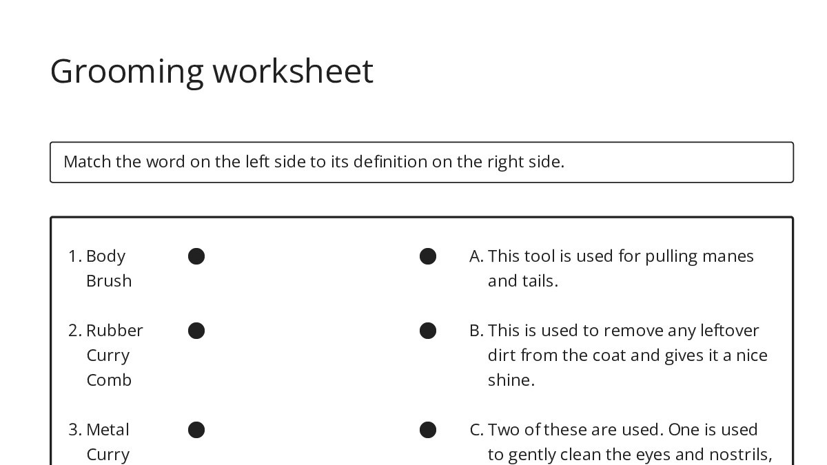 Grooming worksheet - My Worksheet Maker: Create Your Own Worksheets