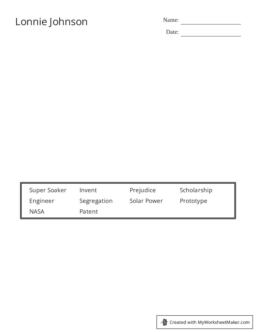 Lonnie Johnson - My Worksheet Maker: Create Your Own Worksheets