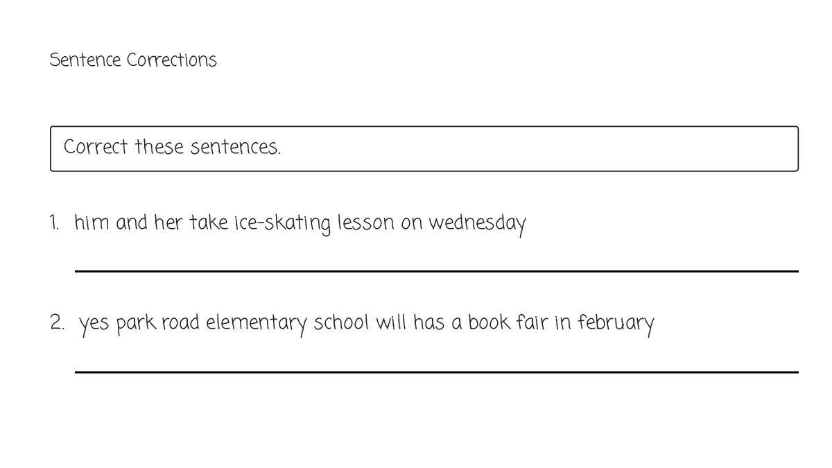 Sentence Corrections - My Worksheet Maker: Create Your Own Worksheets