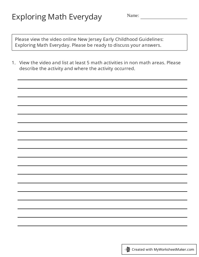 Exploring Math Everyday - My Worksheet Maker: Create Your Own Worksheets